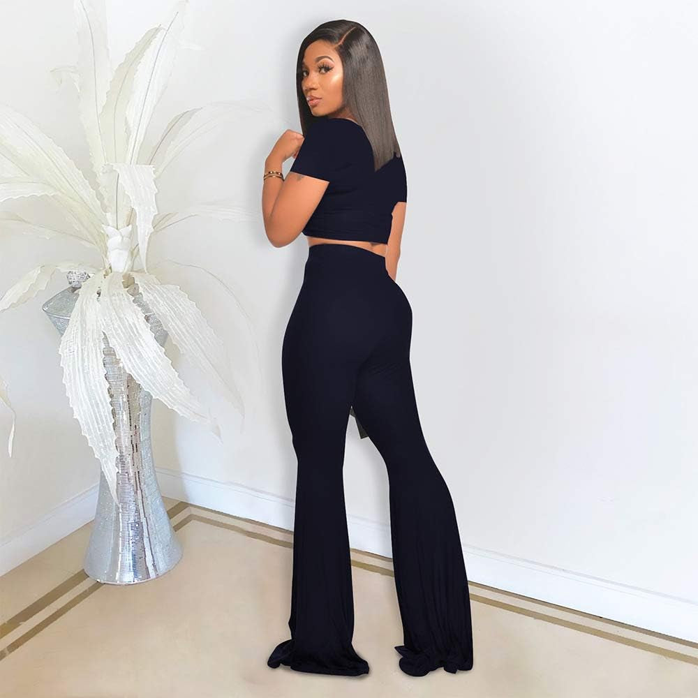 2 Piece Outfits for Women Workout Sets - Sexy Crop Top + High Waisted ...